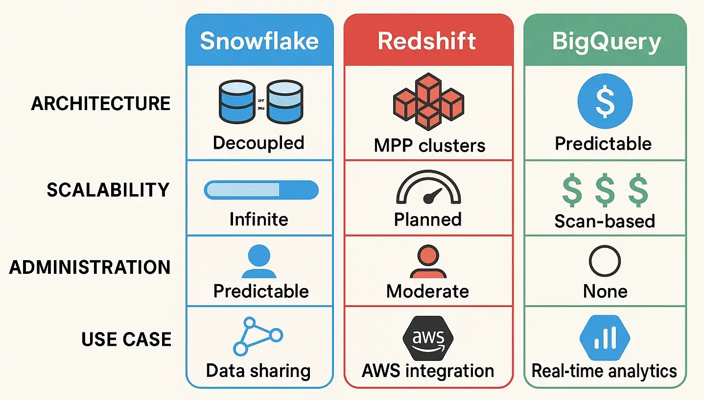 Snowflake vs Redshift vs BigQuery: Cloud Comparison | TMA Solutions